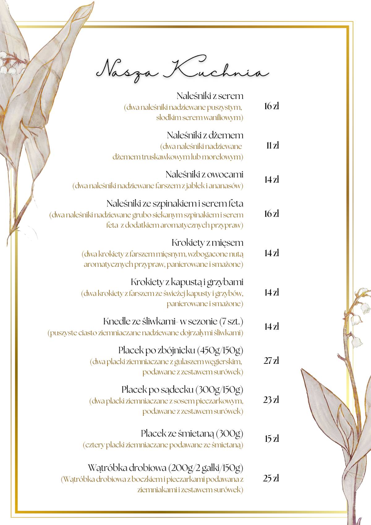 Menu at Restauracja MEWA restaurant, Nowy Sacz
