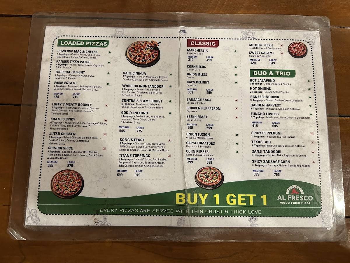 Menu at AL FRESCO - Wood Fired Pizza, Guduvanchery
