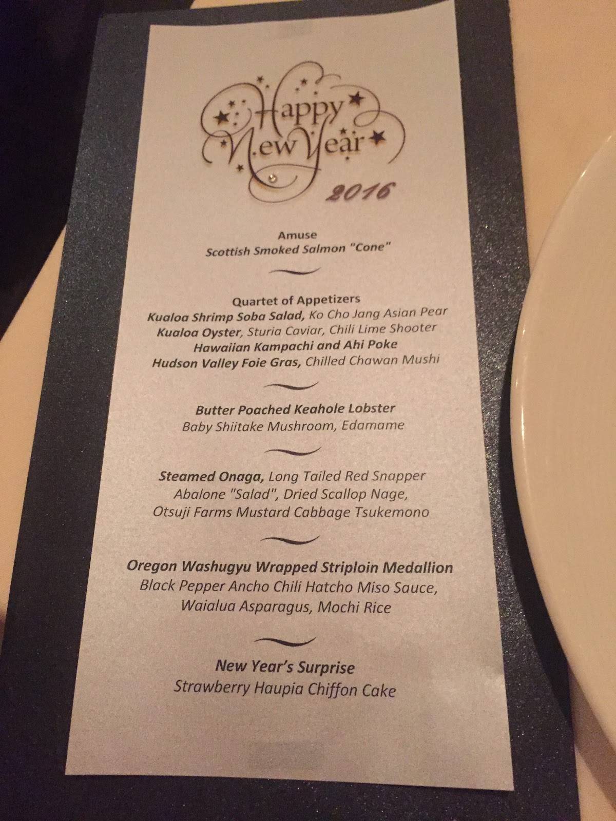 Menu at Alan Wong's Honolulu restaurant, Honolulu