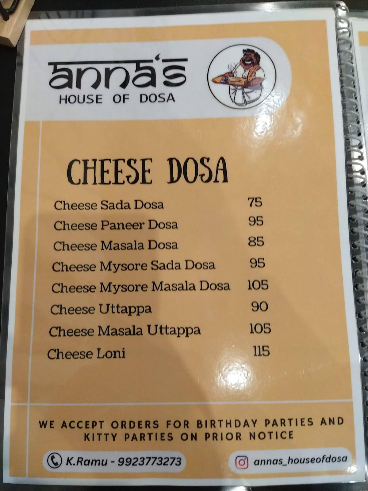Menu at Anna's House of Dosa - Best Dosa in Nashik, Nashik