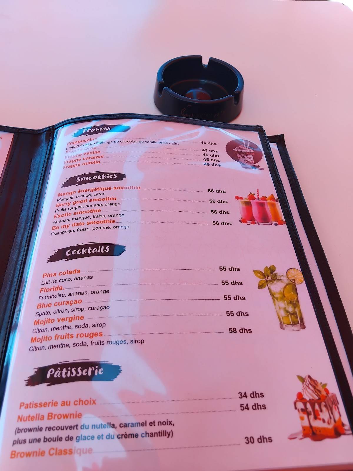 Menu at Apricot restaurant, Rabat