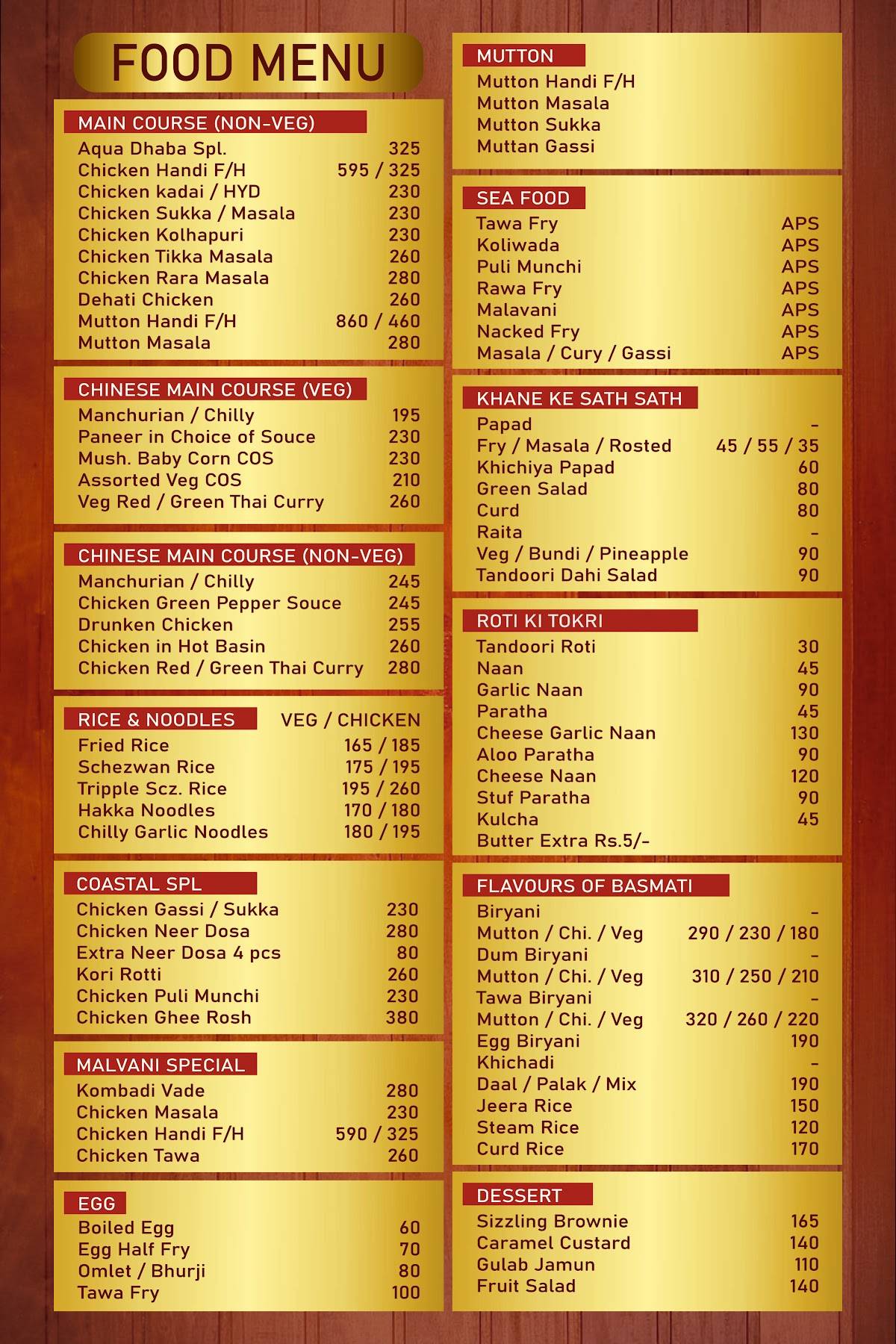 Menu at Aqua Dhaba Best Family Resto BAR Mira Road, Mira Bhayandar