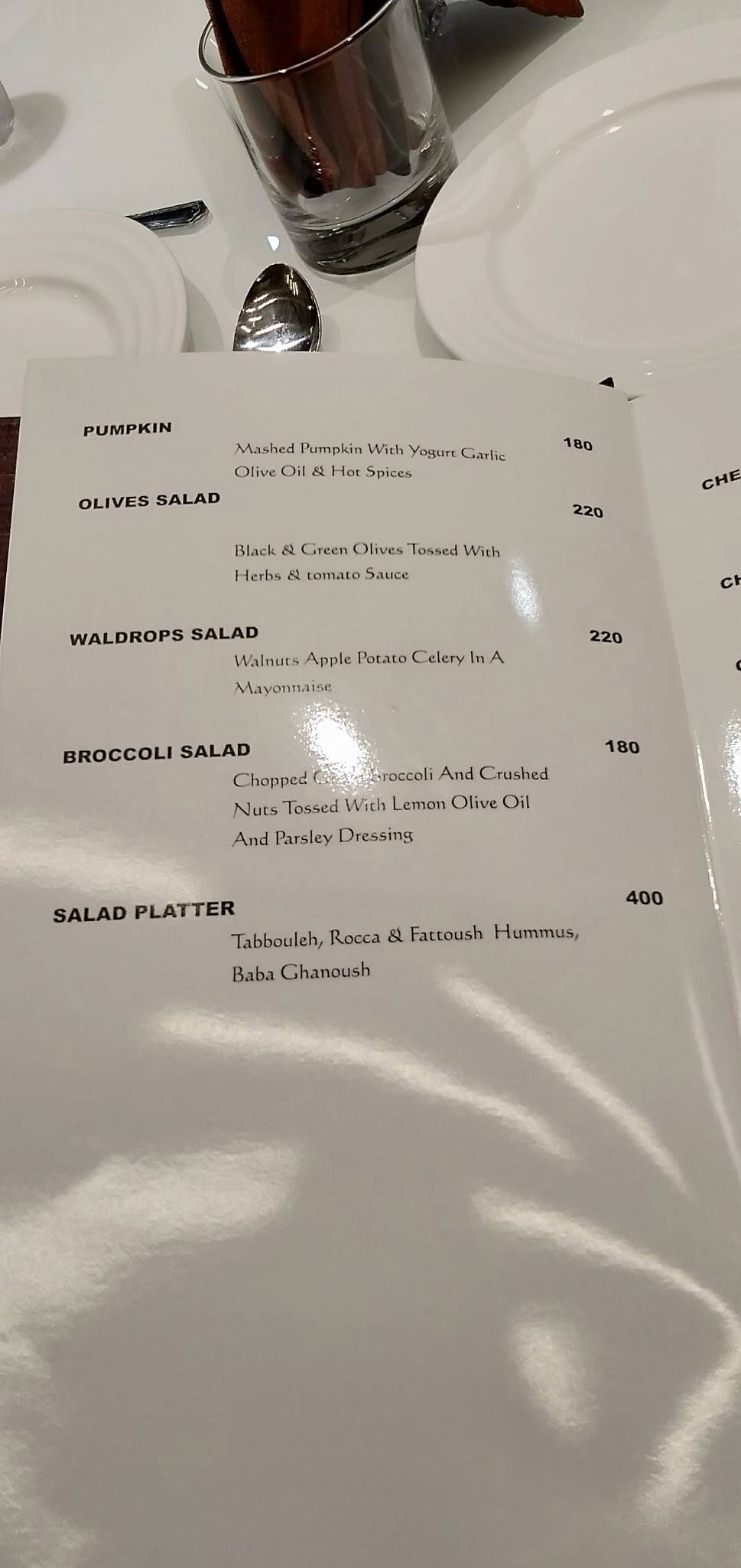Menu at Arabian restro enroute Daman, Mumbai