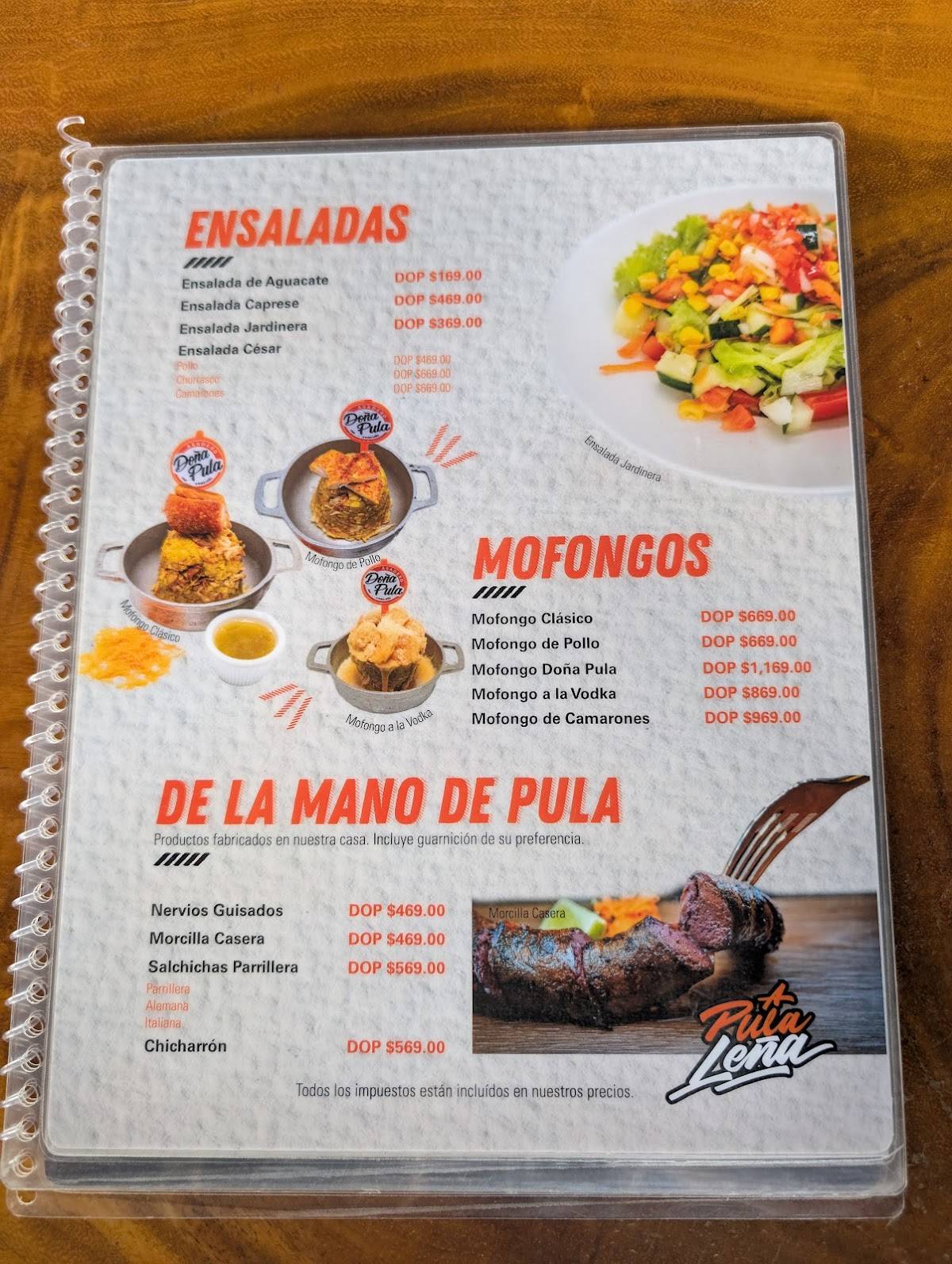 Menu at Asadero Doña Pula restaurant, Santiago De Los Caballeros, C946 ...