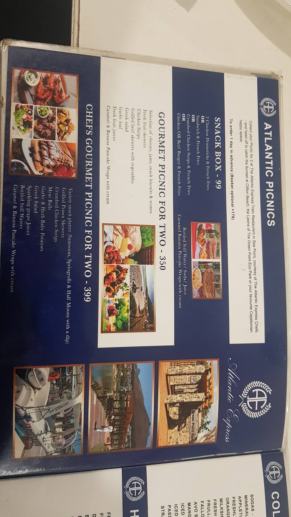 Menu at Atlantic Express Train Restaurant, Cape Town