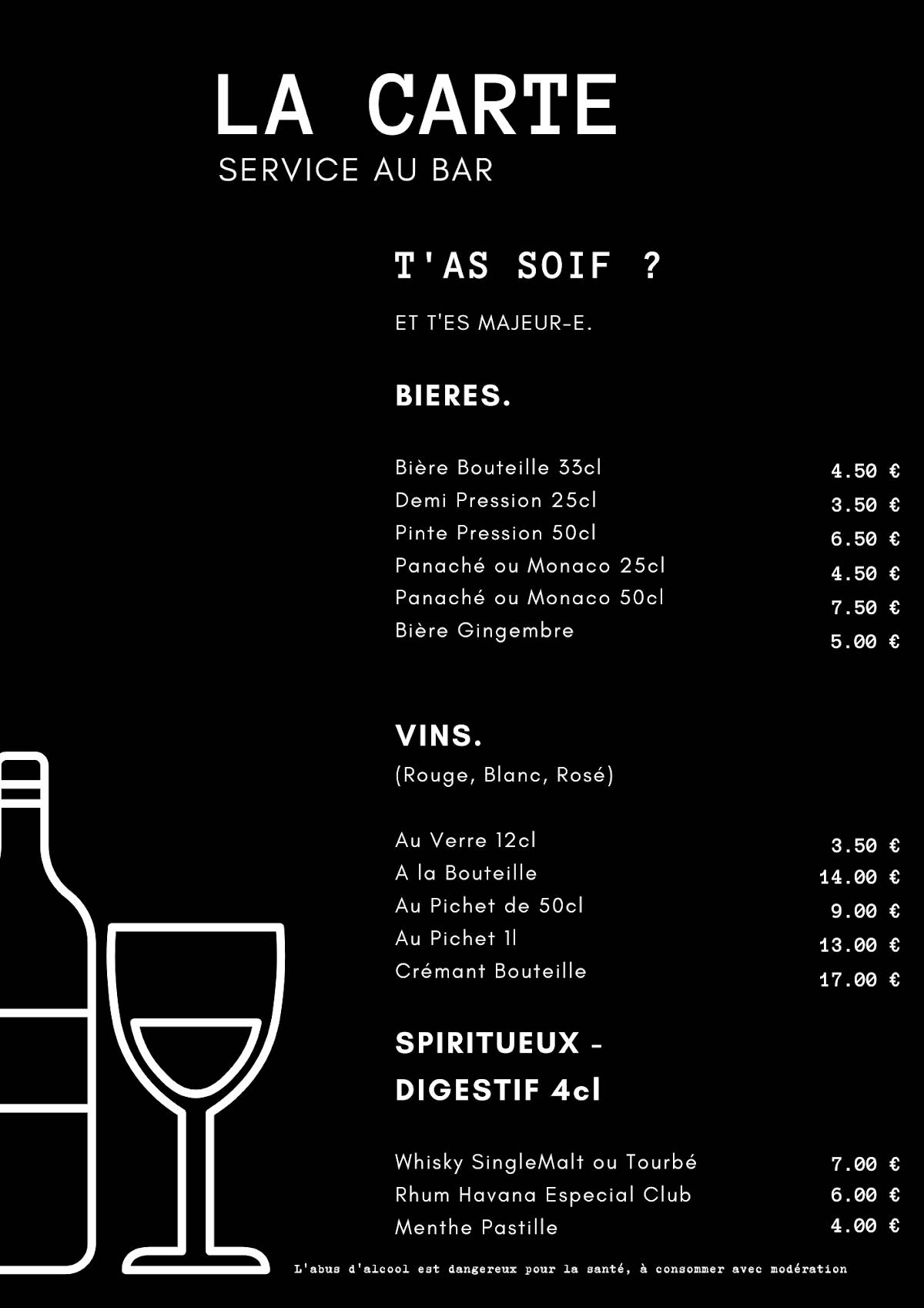 Menu au Au Cube Café, Angers