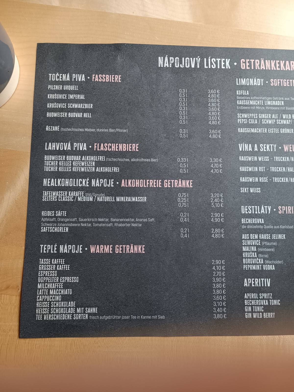 Speisekarte von Restaurant Babička, Pirna