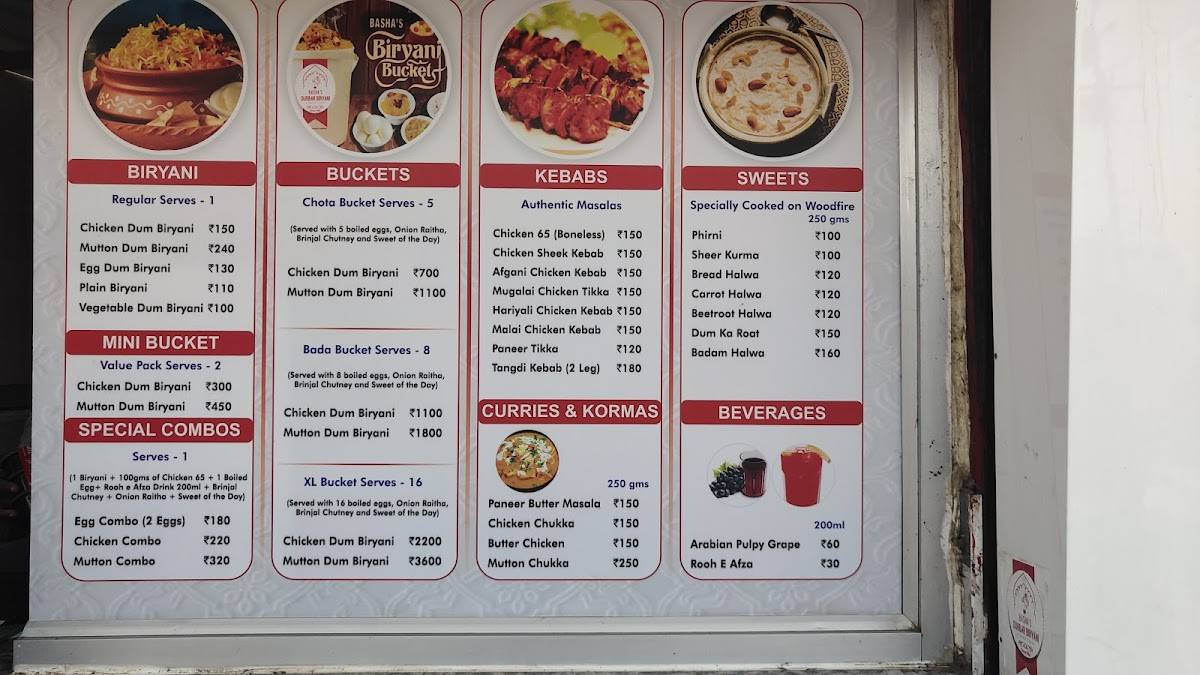 Menu at Bashas Durbar Biryani, Chennai, 1