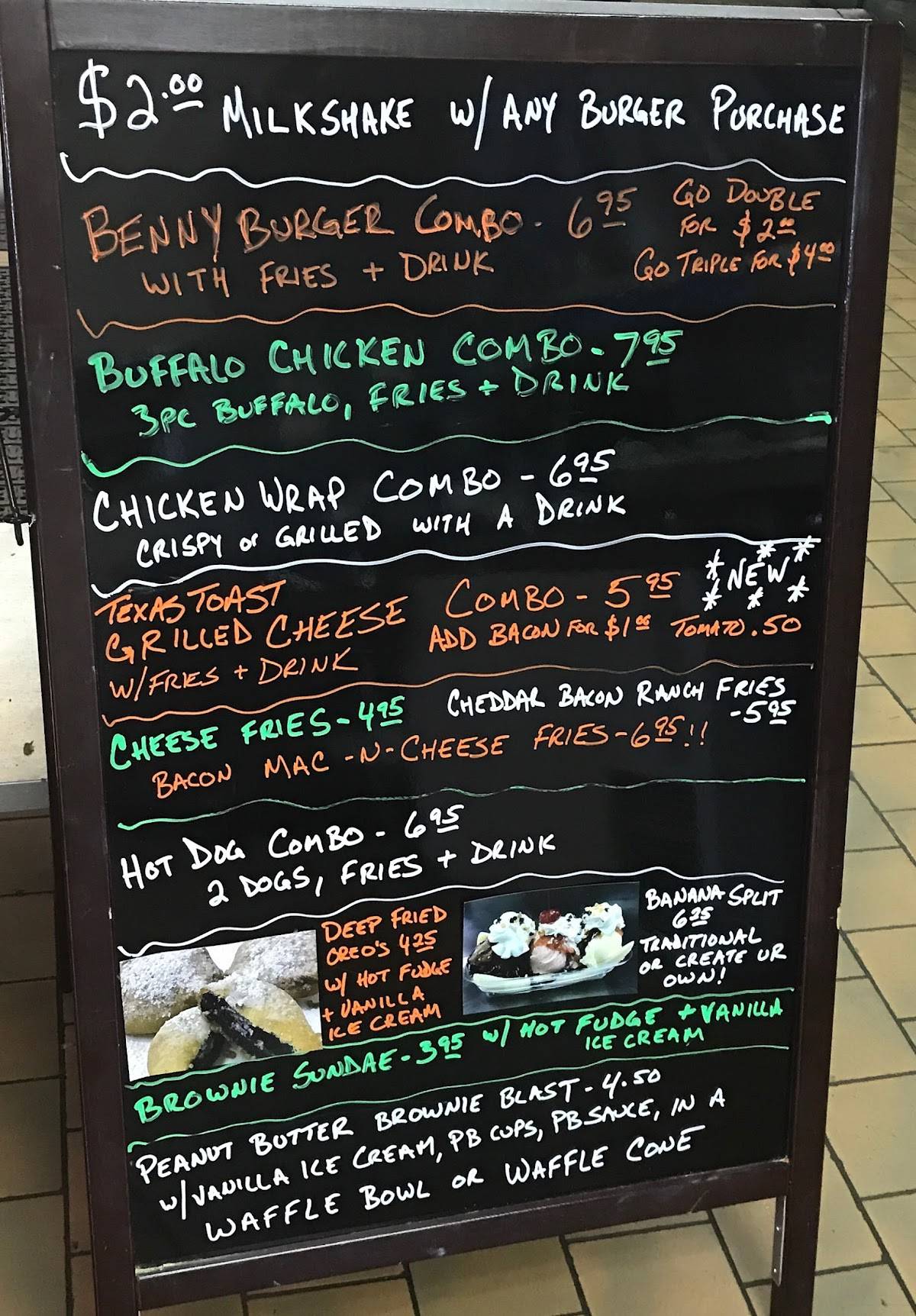 Menu at Ben's Fresh fast food, Port Jervis
