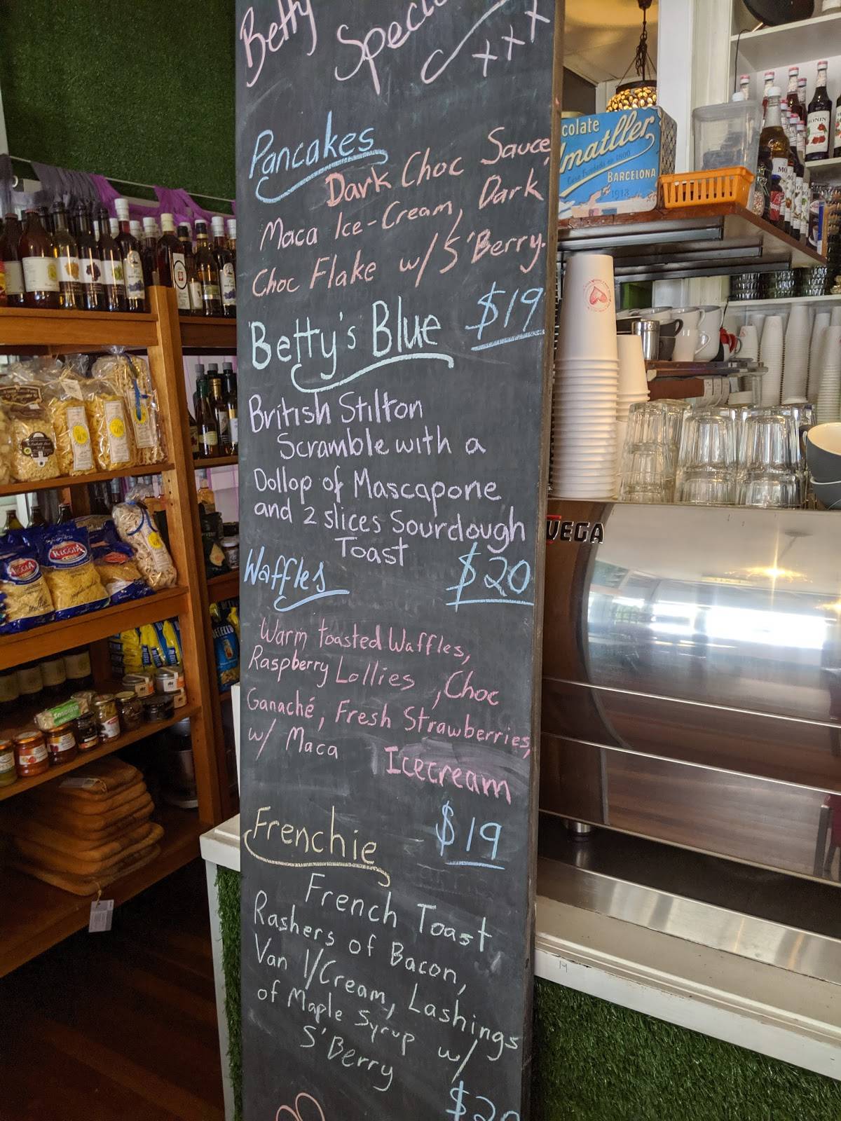 Menu at Betty Blue & The Lemon Tart restaurant, Townsville, 95 Denham St