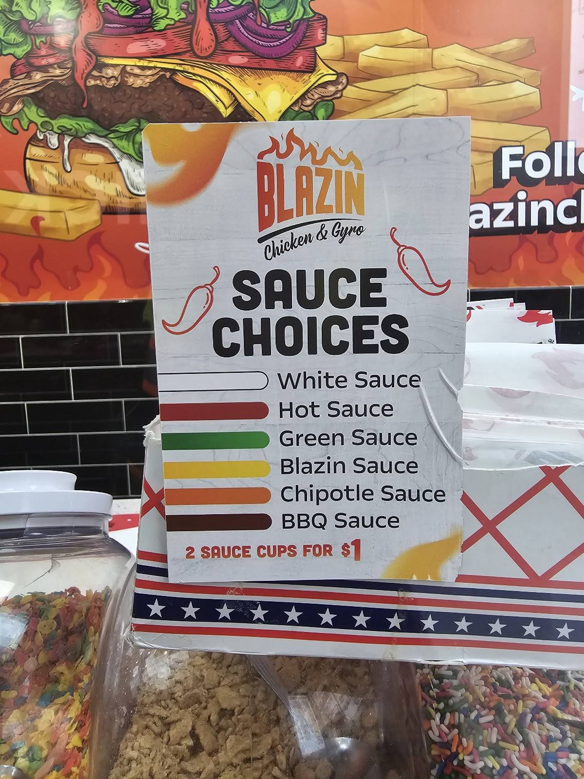 Menu at Blazin Chicken & Gyro restaurant, New York City