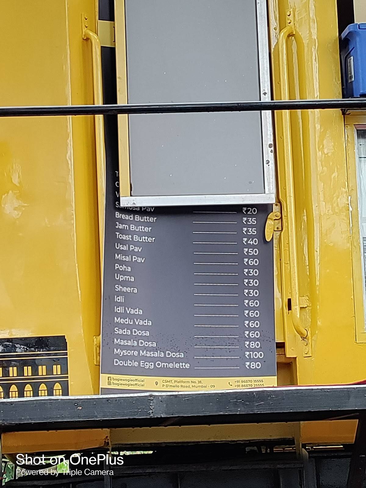 Menu at Bogie Wogie Restaurant On Wheels, Mumbai