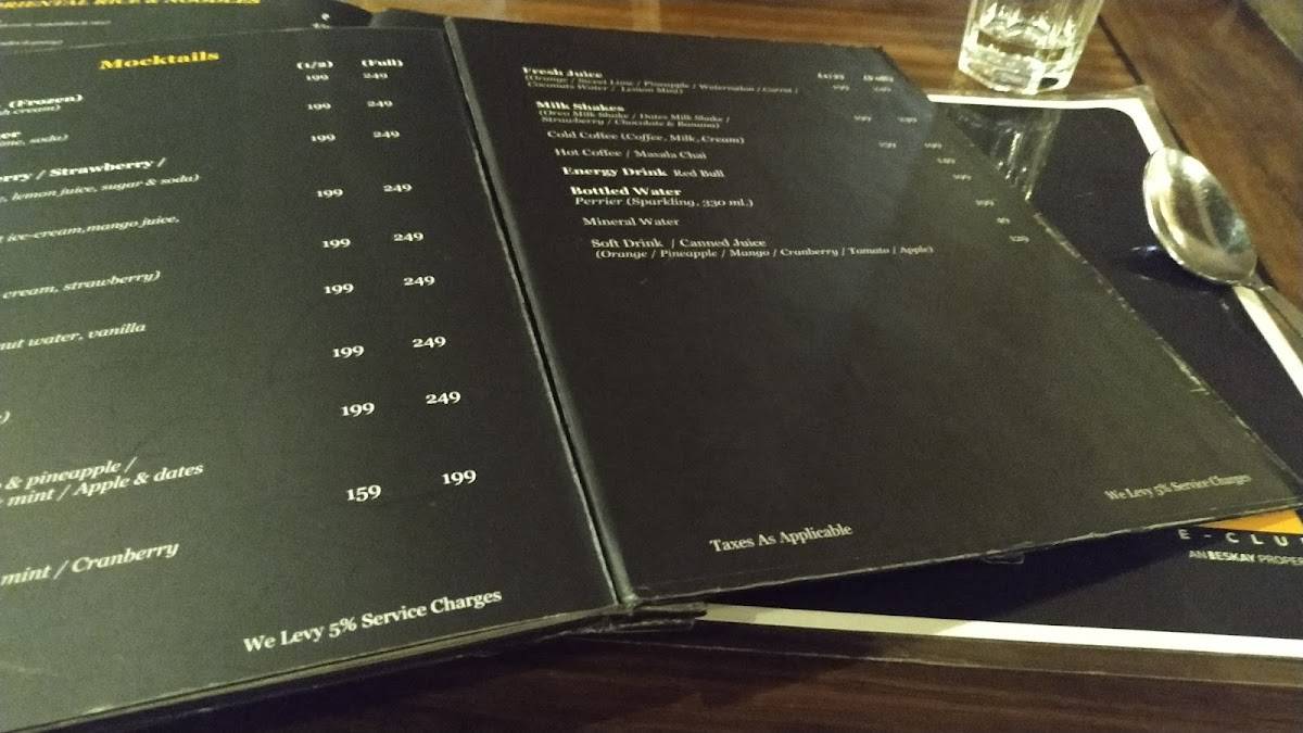 Menu at Bombay Earth, Mumbai