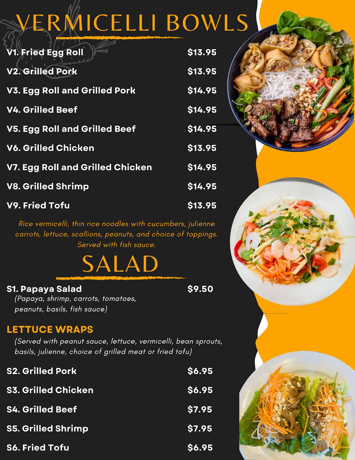 Menu at Booboo Pho restaurant, Montgomery Village