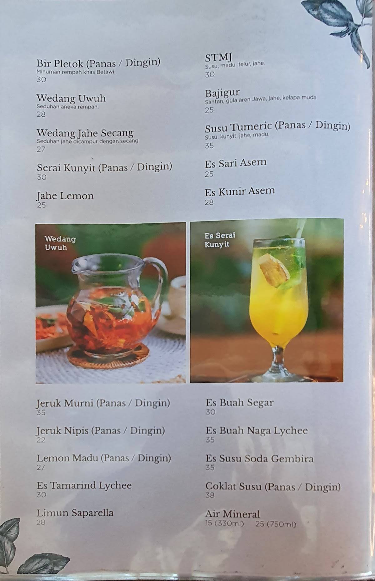 Menu at Botanika - Kertajaya Indah restaurant, Surabaya