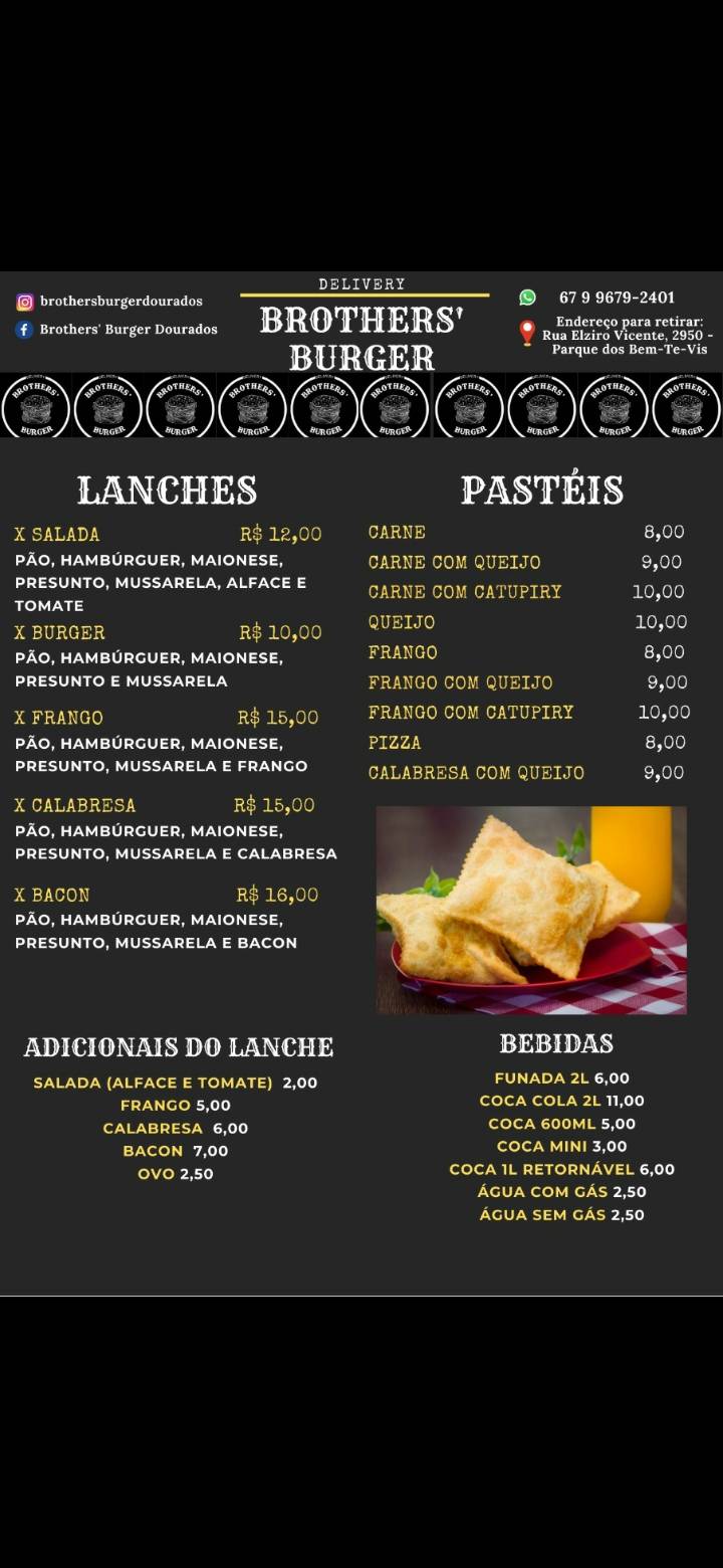Menu em Brothers' Burger restaurante, Dourados