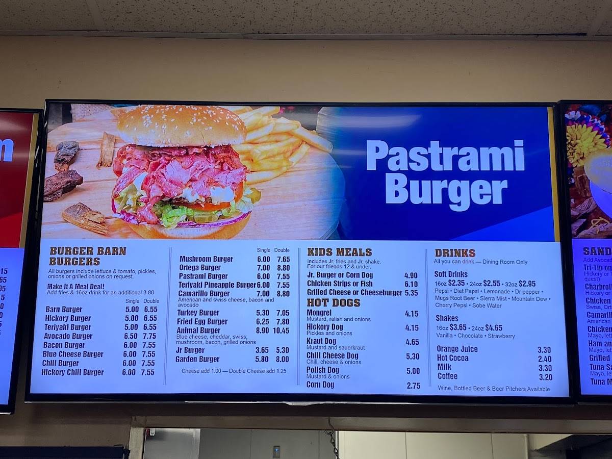 Menu at Burger Barn, Camarillo