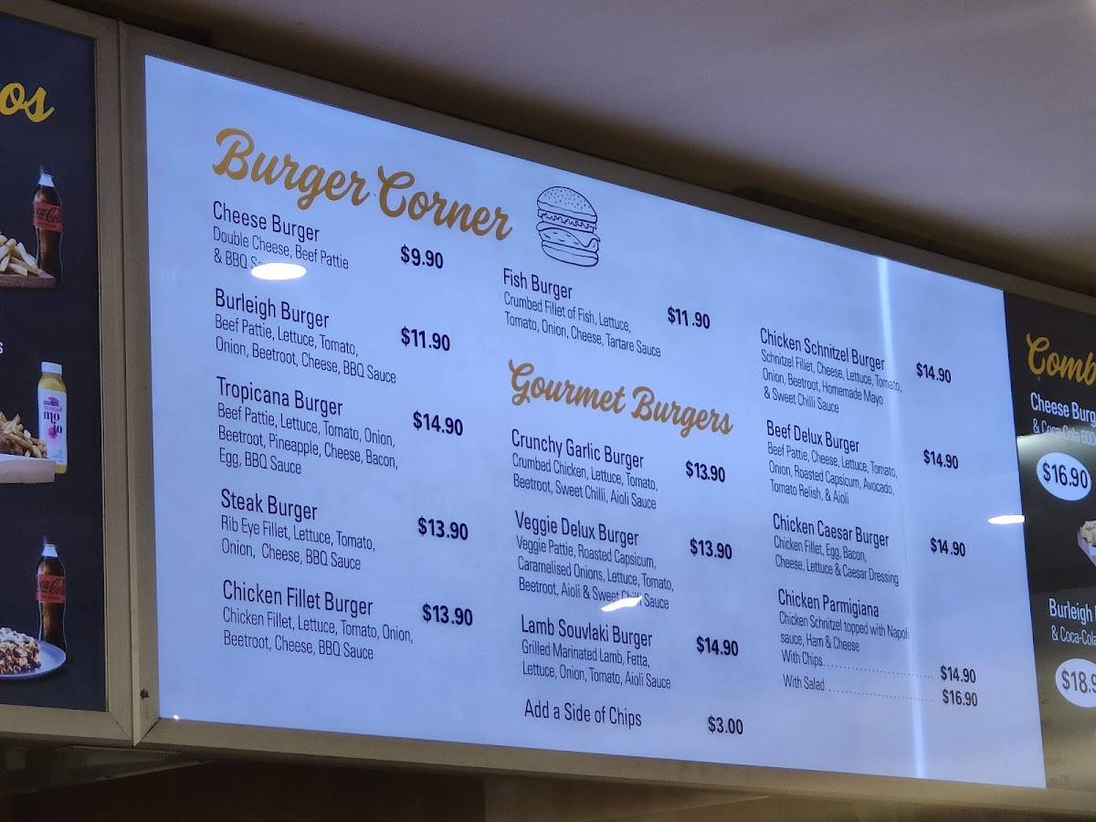 Menu at Burleigh Tropicana Cafe, Burleigh Heads, Gold Coast Hwy