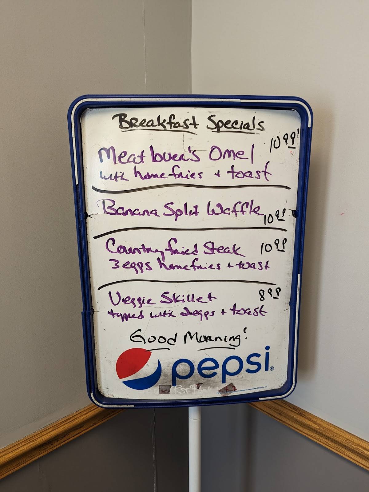 Menu at C&J's diner restaurant, Brunswick