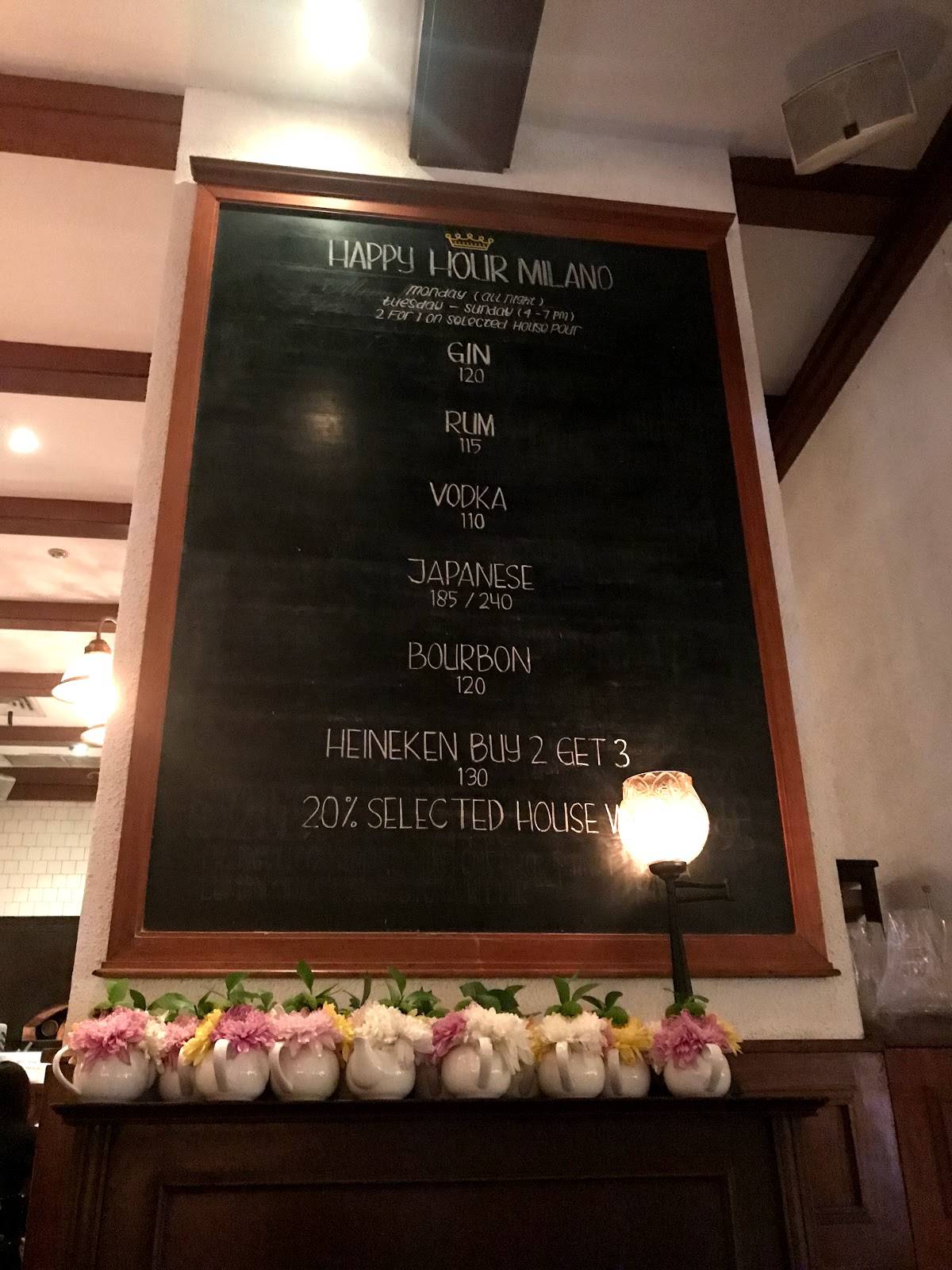 Menu at Caffe Milano pub & bar, Jakarta, Central Dept. Store Ground ...