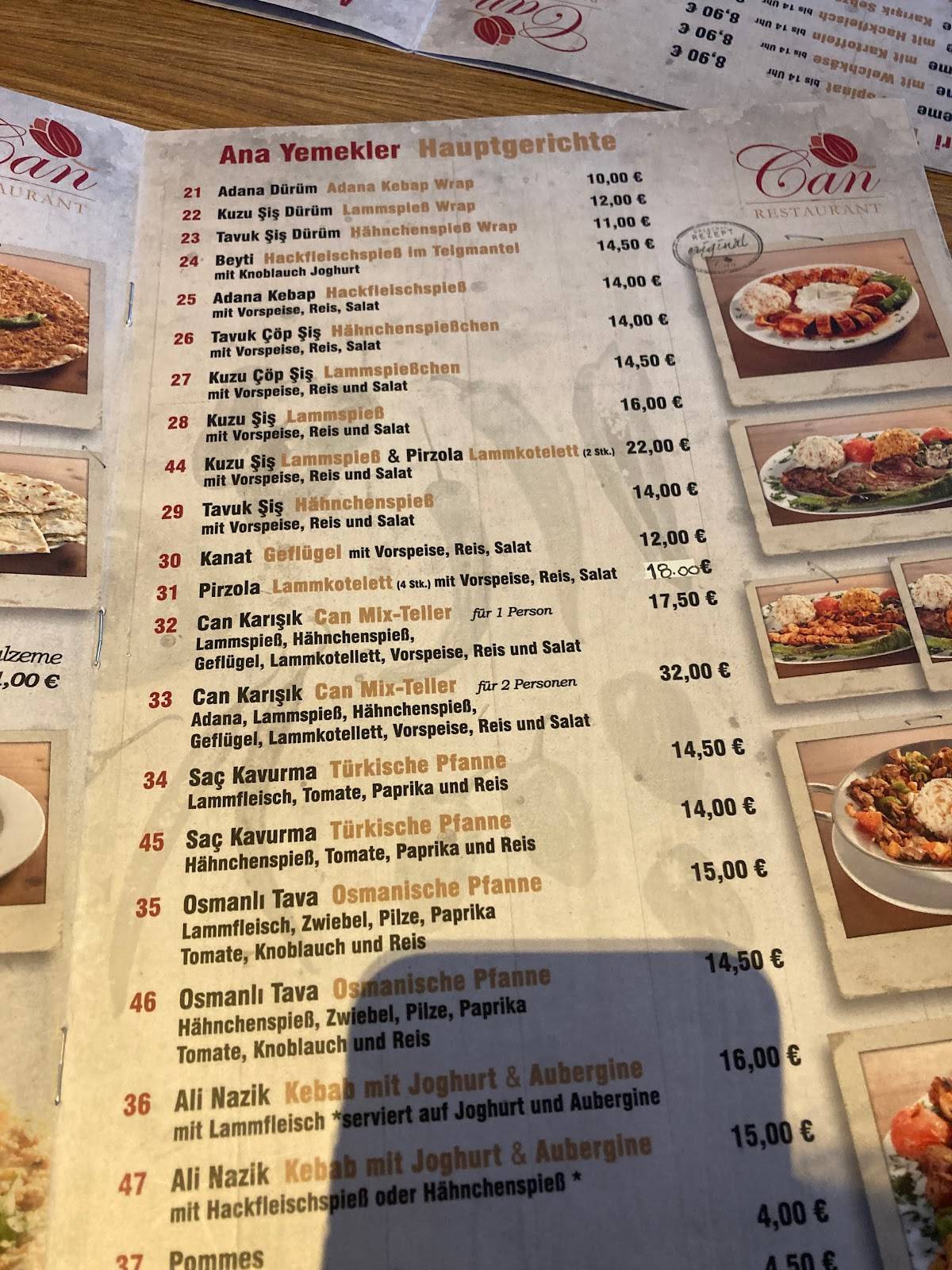 Speisekarte von Restaurant Can, Nürnberg
