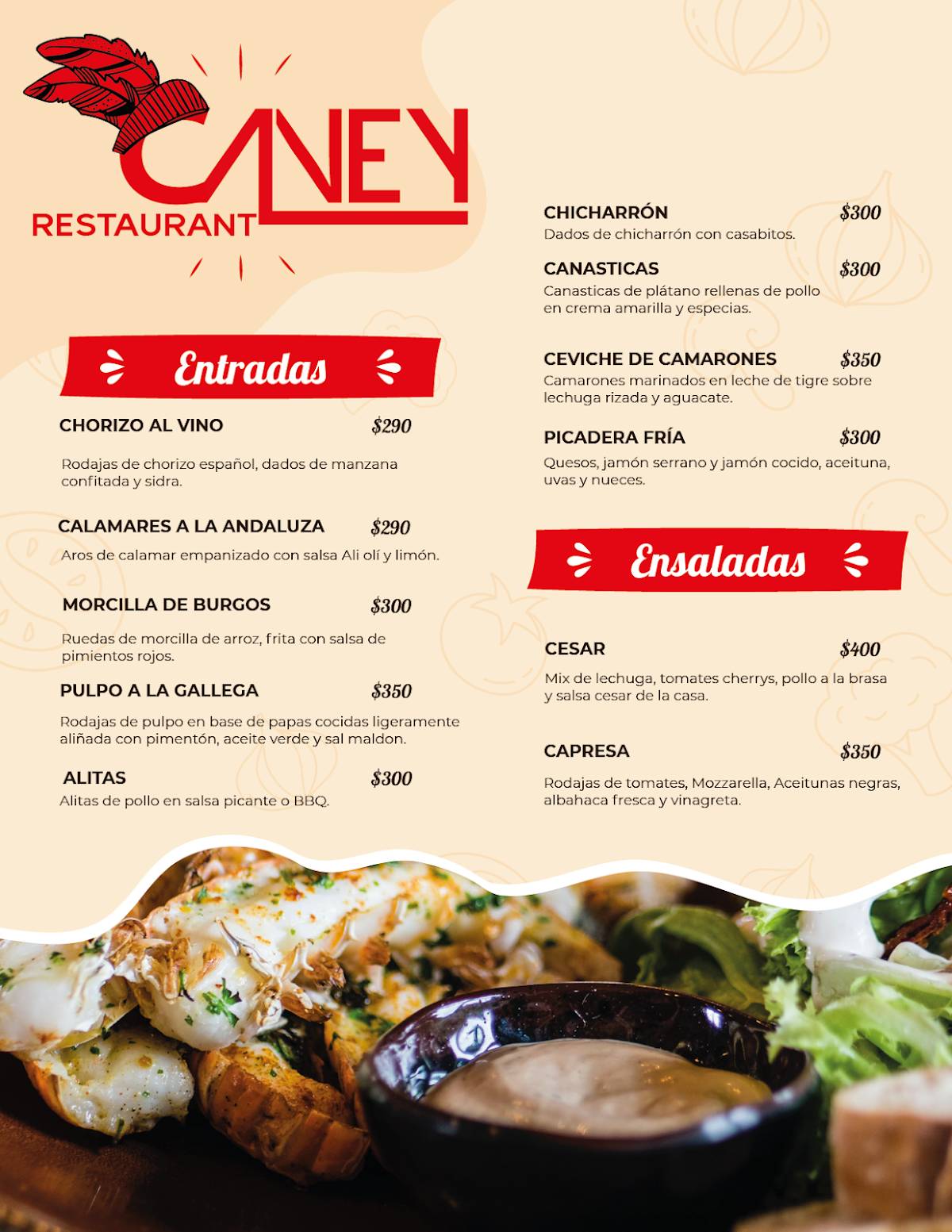 Menu at Restaurant Caney, Santo Domingo