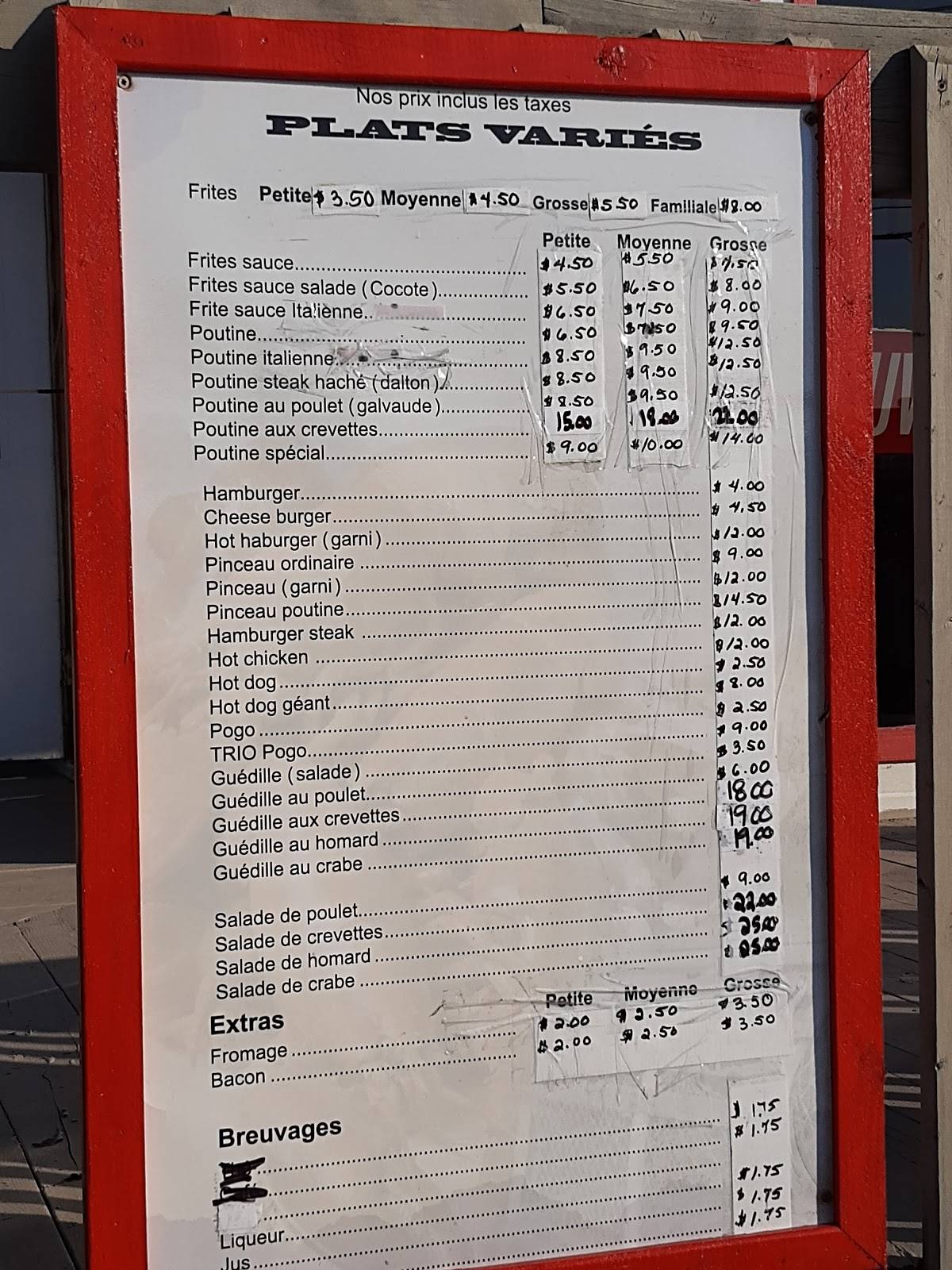 Menu au Cantine Ste-Flavie restaurant, Mont-Joli