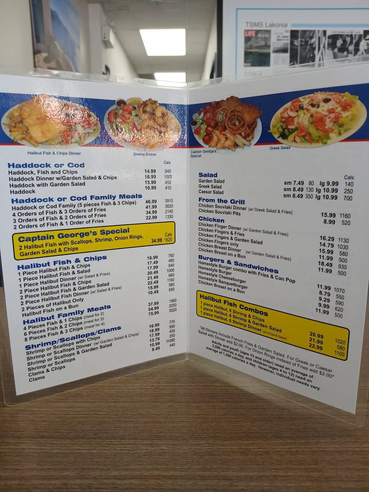 Menu at Captain George Fish & Chips restaurant, Port Perry