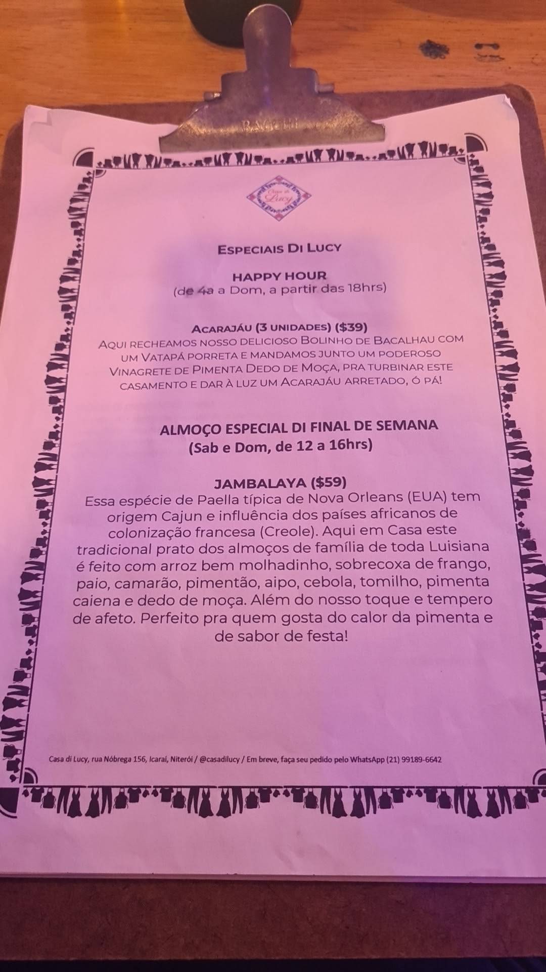 Menu em Casa Di Lucy restaurante, Niterói
