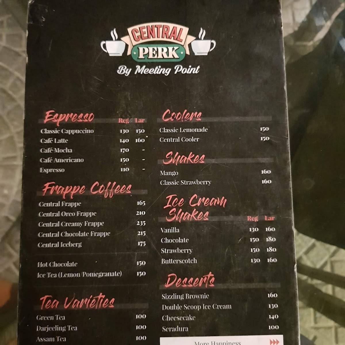 Menu at Central Perk Cafe - Goa, Dona Paula