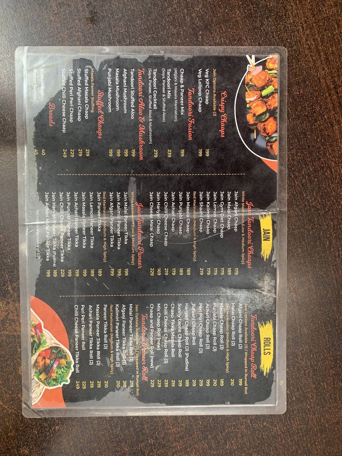 Menu at Chaap Theka, Mumbai, H 55