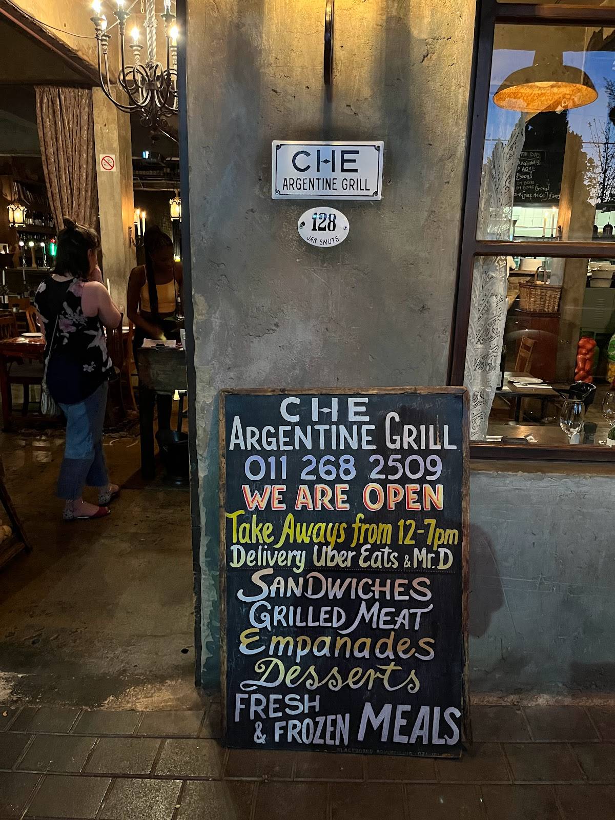 Menu at Che Argentine Grill restaurant, Johannesburg