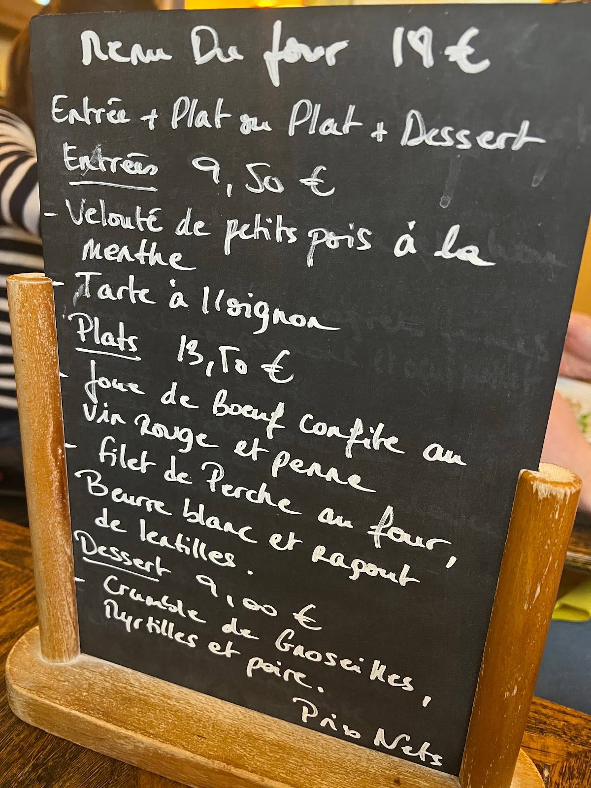 Menu at Chez Janou restaurant, Paris, 2 Rue Roger Verlomme