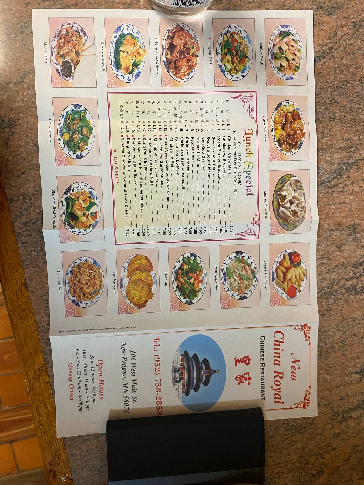 Menu at China Royal restaurant, New Prague