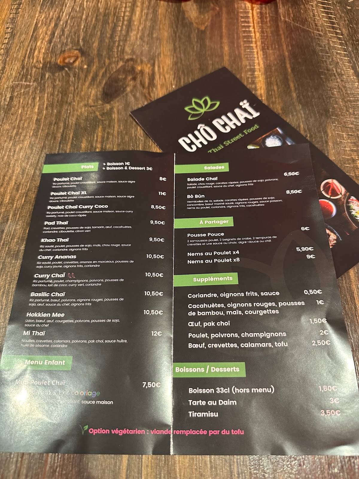 Menu at Chô Chaï Villeurbanne - Thaï Street Food restaurant, Villeurbanne