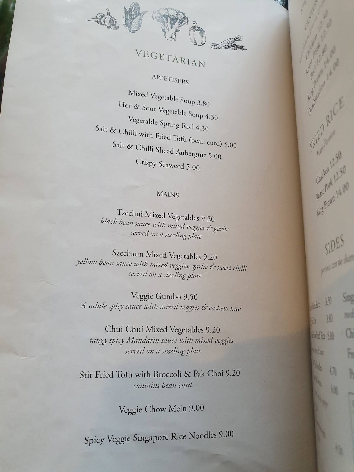 Menu at Cool Jade restaurant, Edinburgh