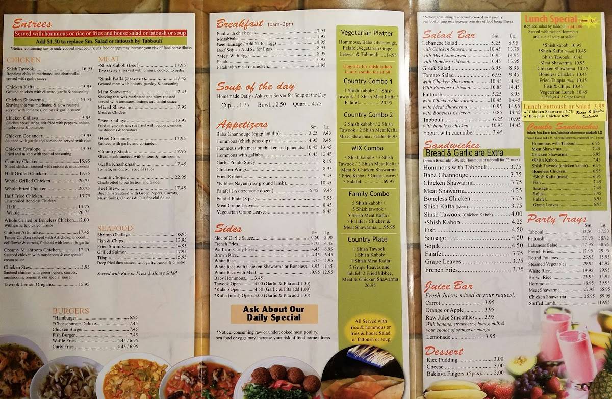 Menu at Country Chicken restaurant, Dearborn, Schaefer Rd