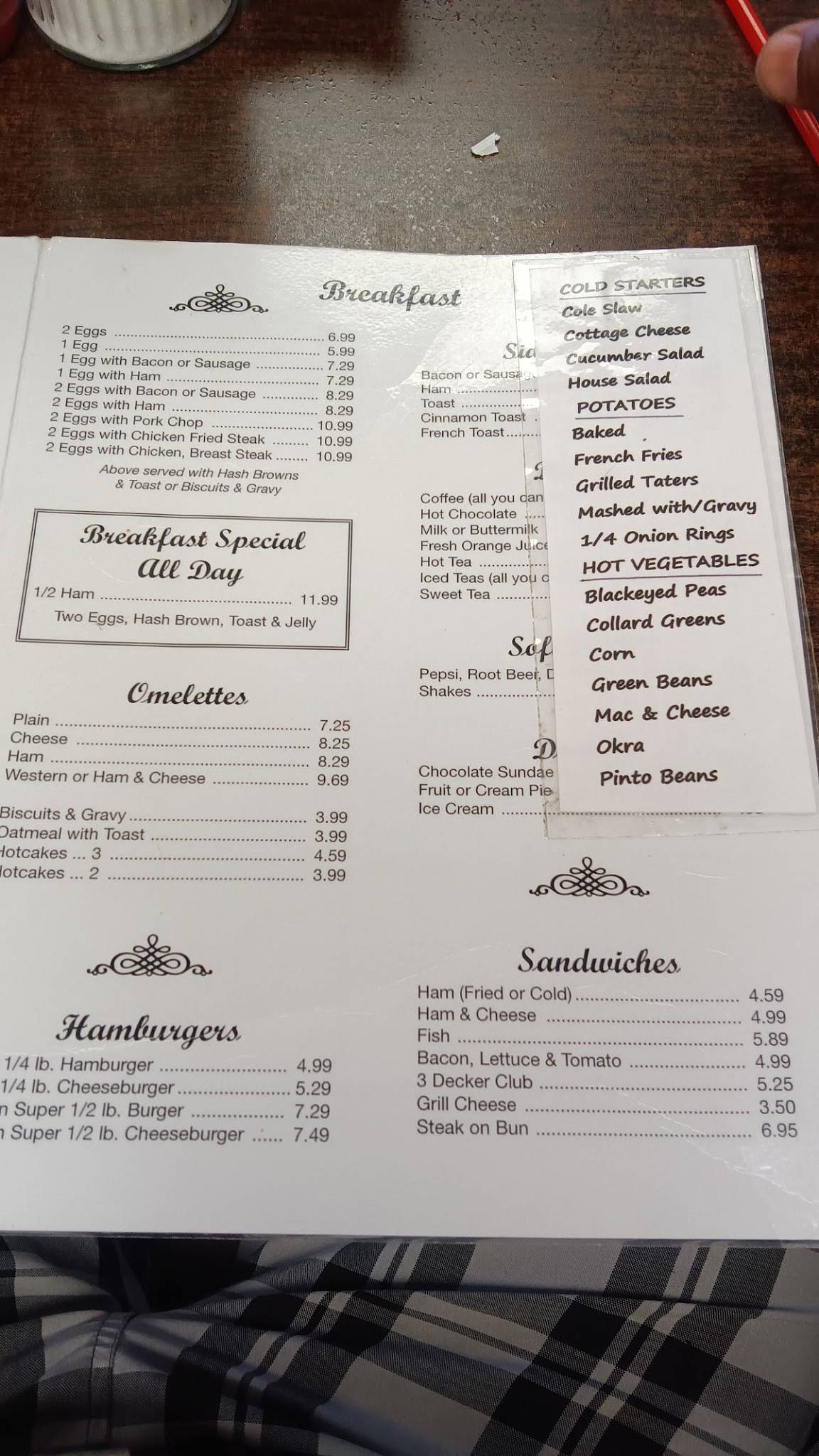 Menu at Curtis Watson's Catfish Restaurant, McLoud