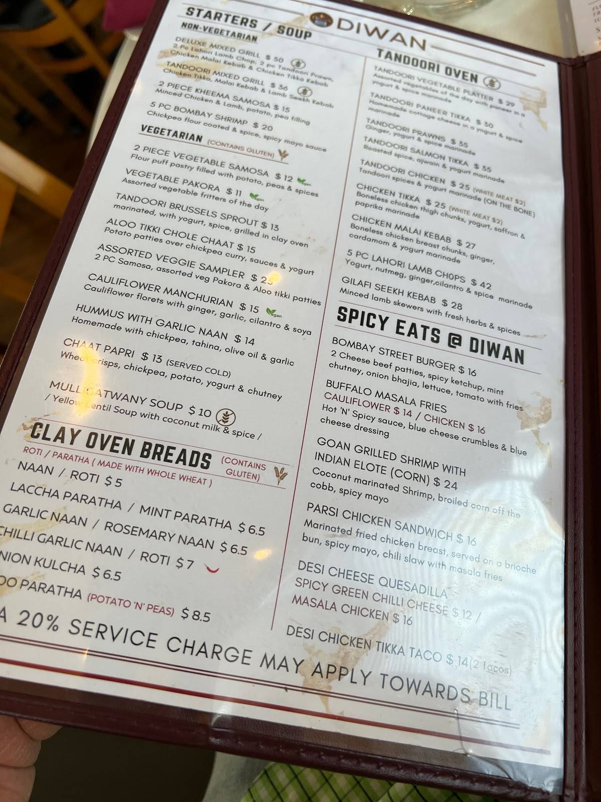 Menu at Diwan Indian Restaurant, Port Washington