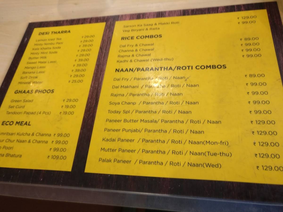 Menu at Daal Roti, Chennai, +RRJ