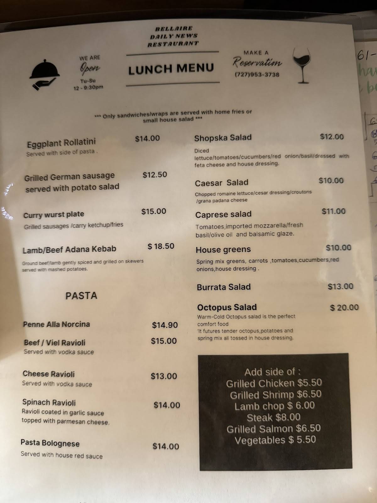 Menu at Daily News Restaurant - Belleair, Clearwater