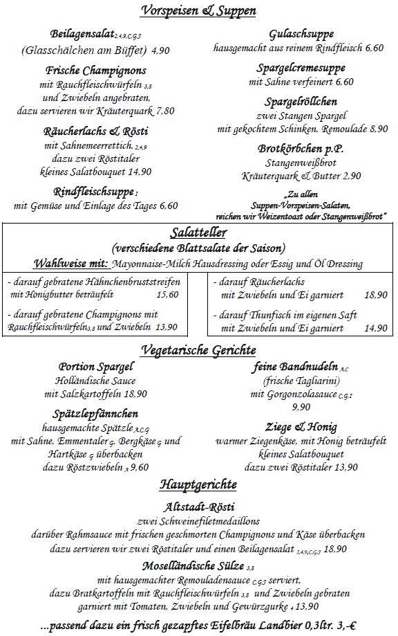Speisekarte von Restaurann Daus cafe, Wittlich