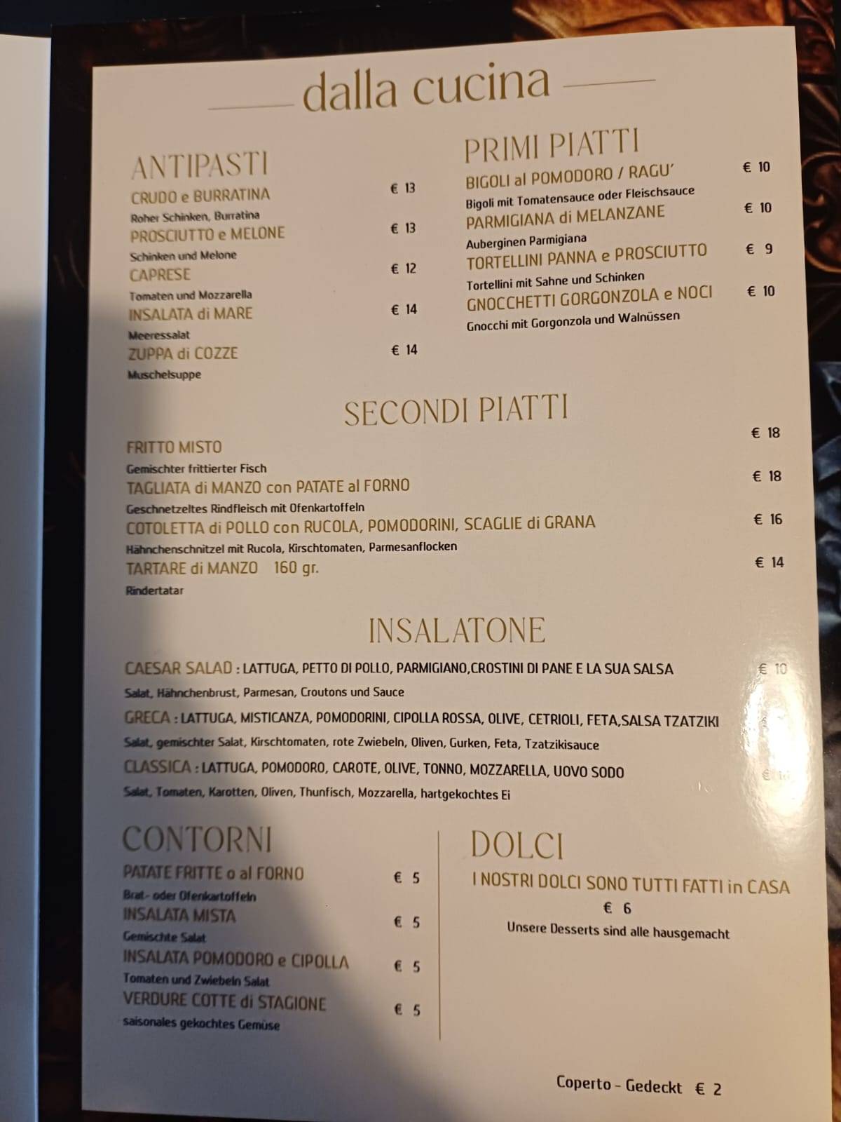 Menu da Doppio Zero Caprino ristorante, Caprino Veronese