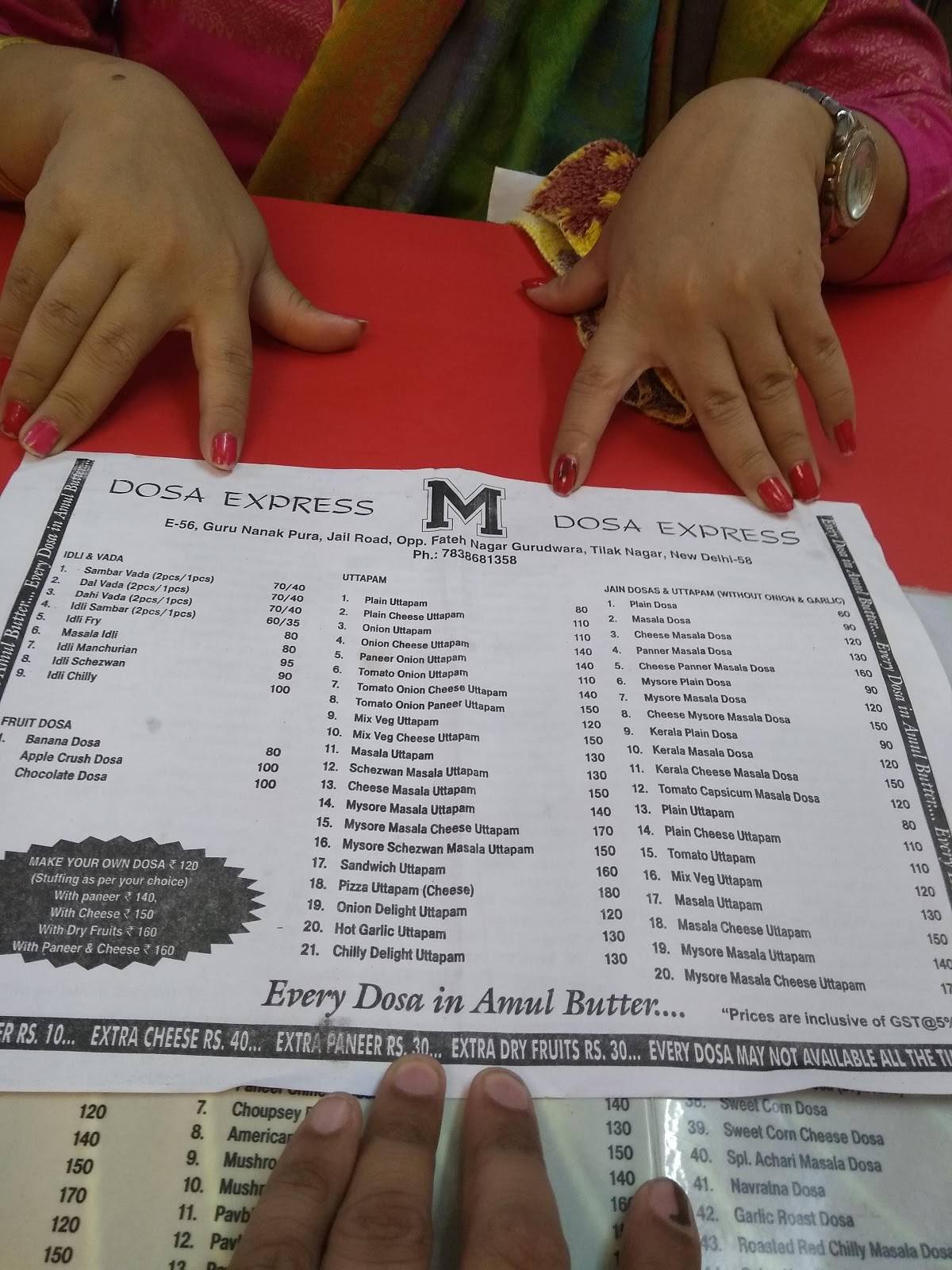 Menu at Dosa Fusion 131 Variety Of Dosa, New Delhi