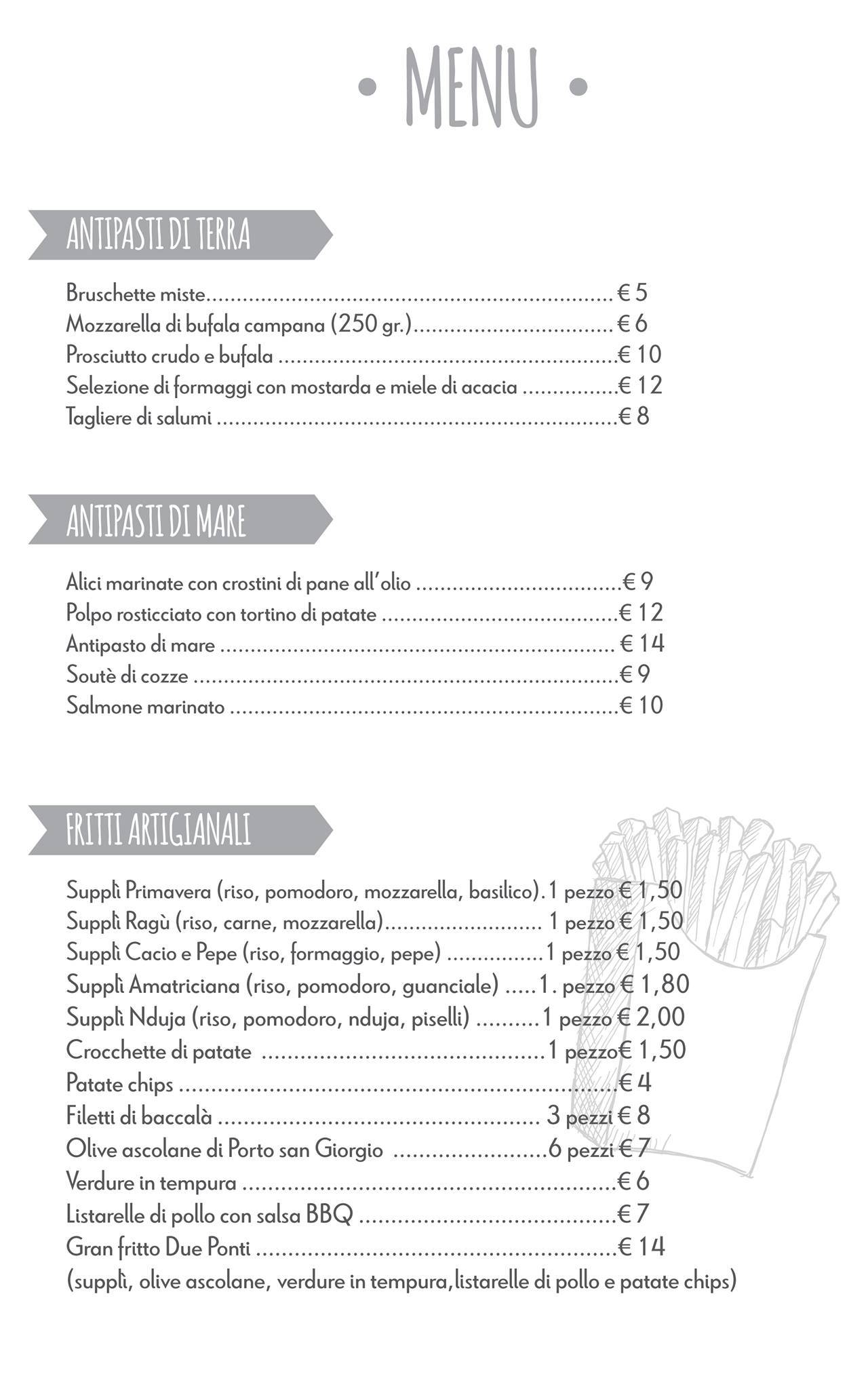 Menu da Due Ponti Restaurant, Roma