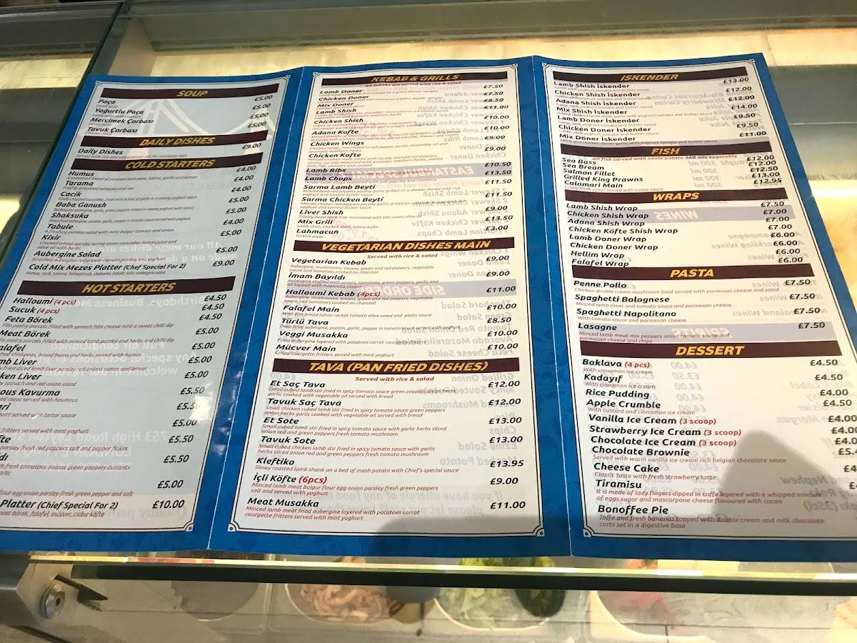 Carta de Eastanbul Ocakbasi & Restaurant Meza Bar, Londres