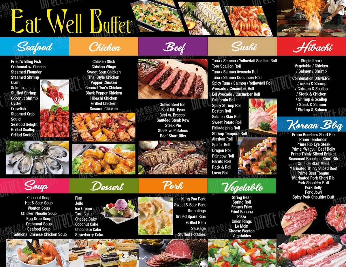 Menu at Eat Well Modern Buffet restaurant, Bergenfield