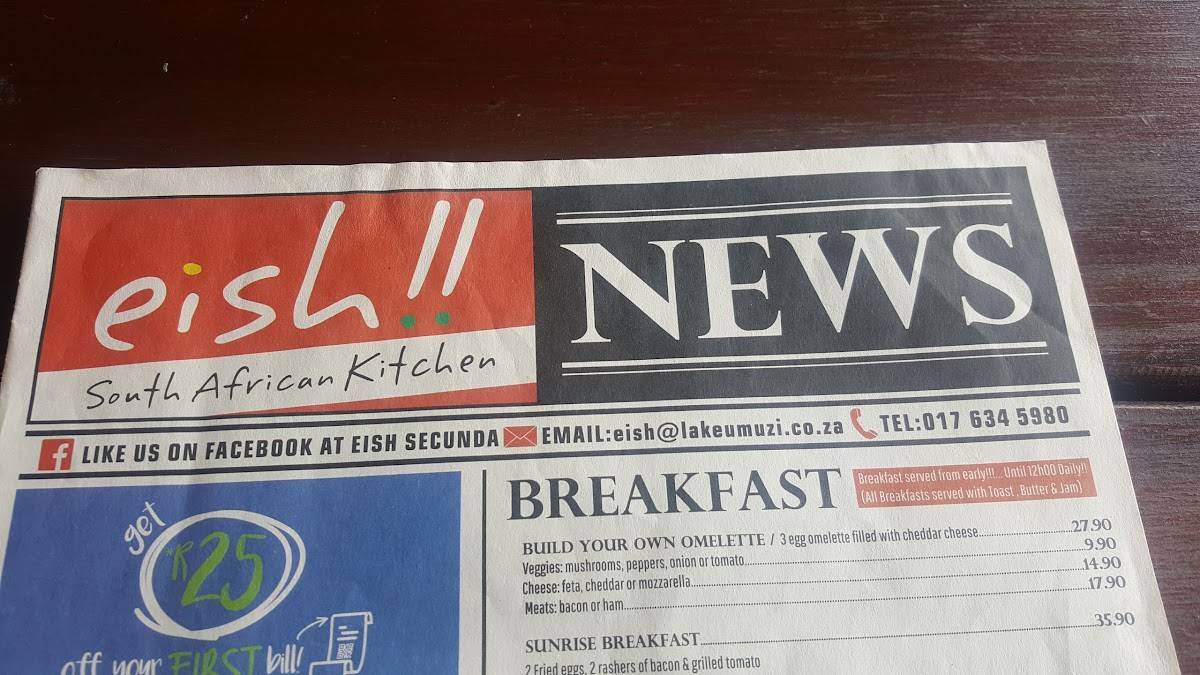 Menu at Eish!! Restaurant Secunda, Secunda