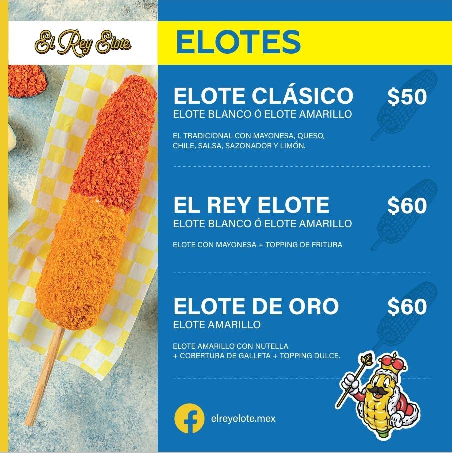 Menu at El Rey Elote restaurant, Santiago de Querétaro