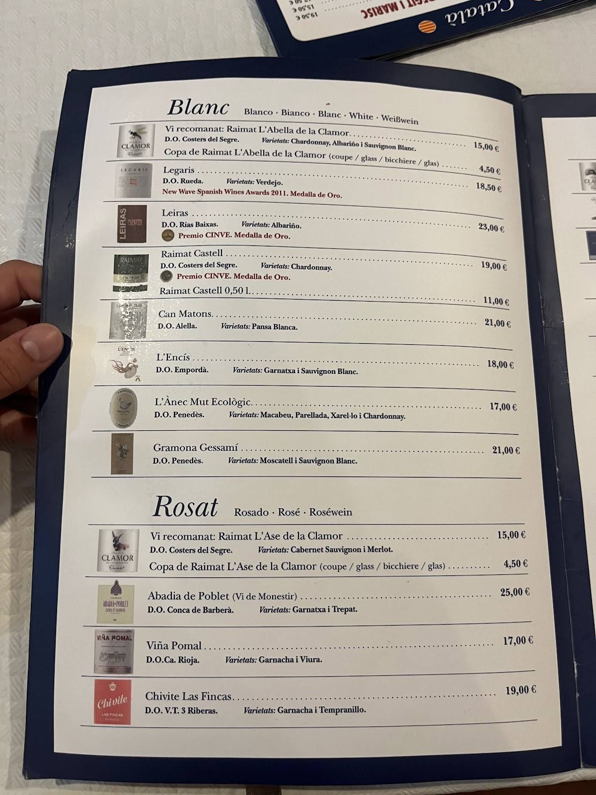 Menu at Restaurant Es Dofí, Tamariu, Passeig del Mar